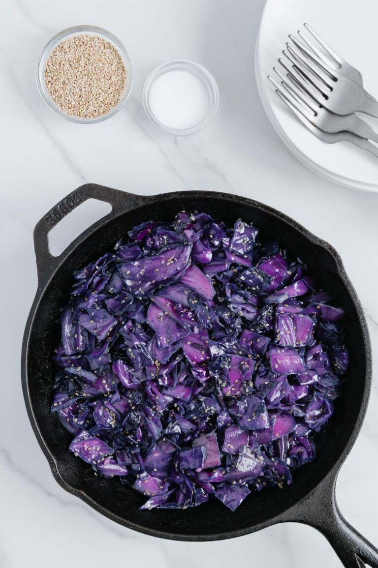Easy Sesame Garlic Sautéed Purple Cabbage - Eating by Elaine