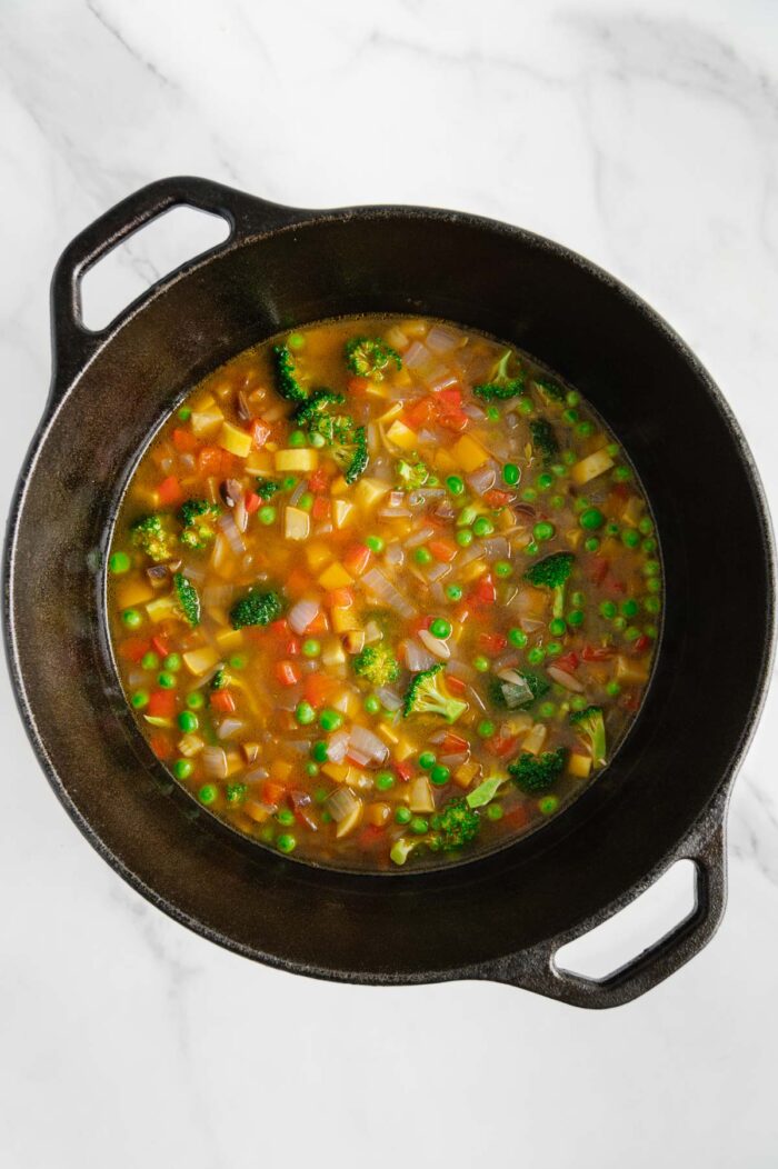 Creamy One-Pot Vegetable Orzo Soup (Vegan) - Eating by Elaine