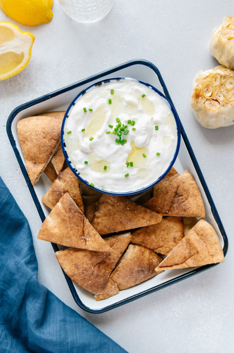 Creamy Roasted Garlic Dip (Vegan) - Eating by Elaine