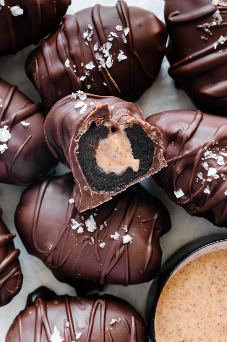 Chocolate Covered Dates Stuffed with Almond Butter - Eating by Elaine