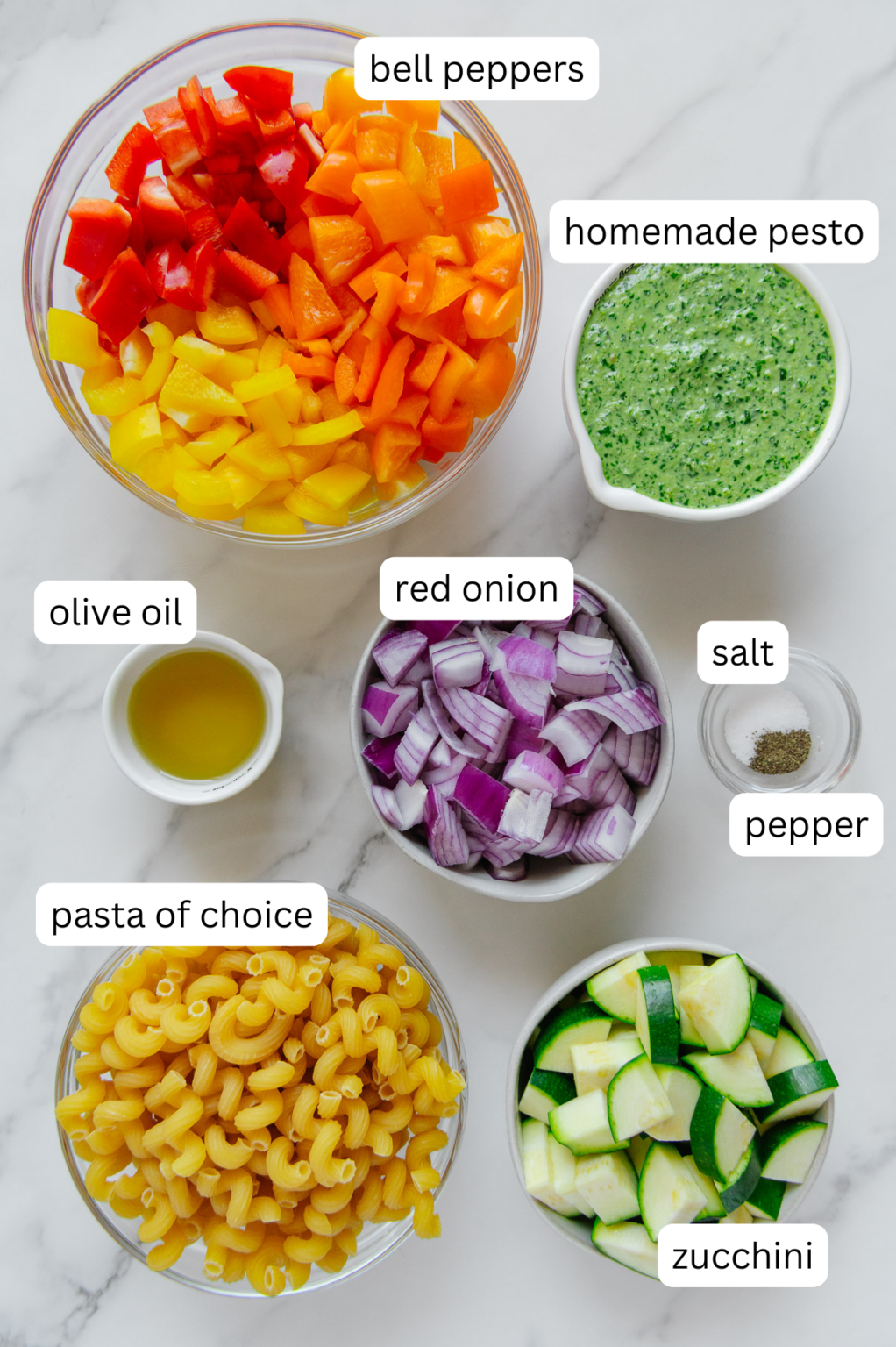 Pesto Pasta with Roasted Veggies - Eating by Elaine