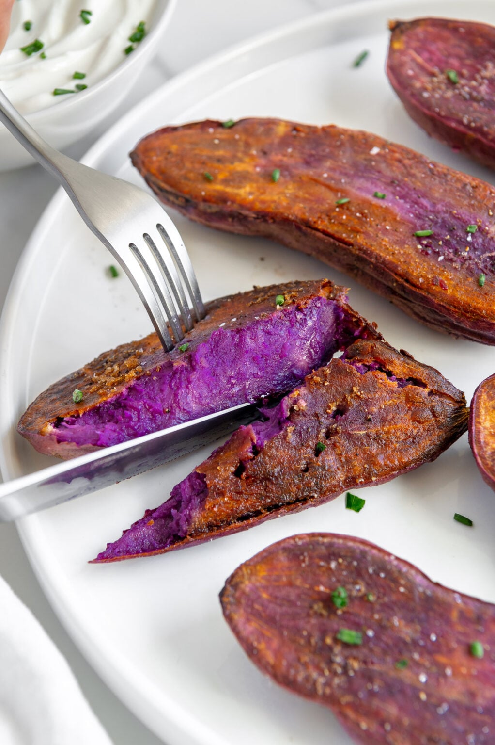 Crispy Oven-Roasted Purple Sweet Potato Halves - Eating by Elaine