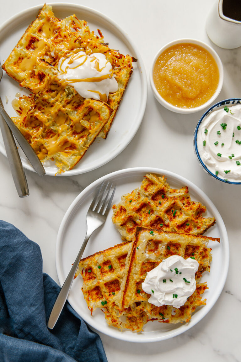 Crispy Potato Latke Waffles (Vegan + Gluten-Free) - Eating by Elaine